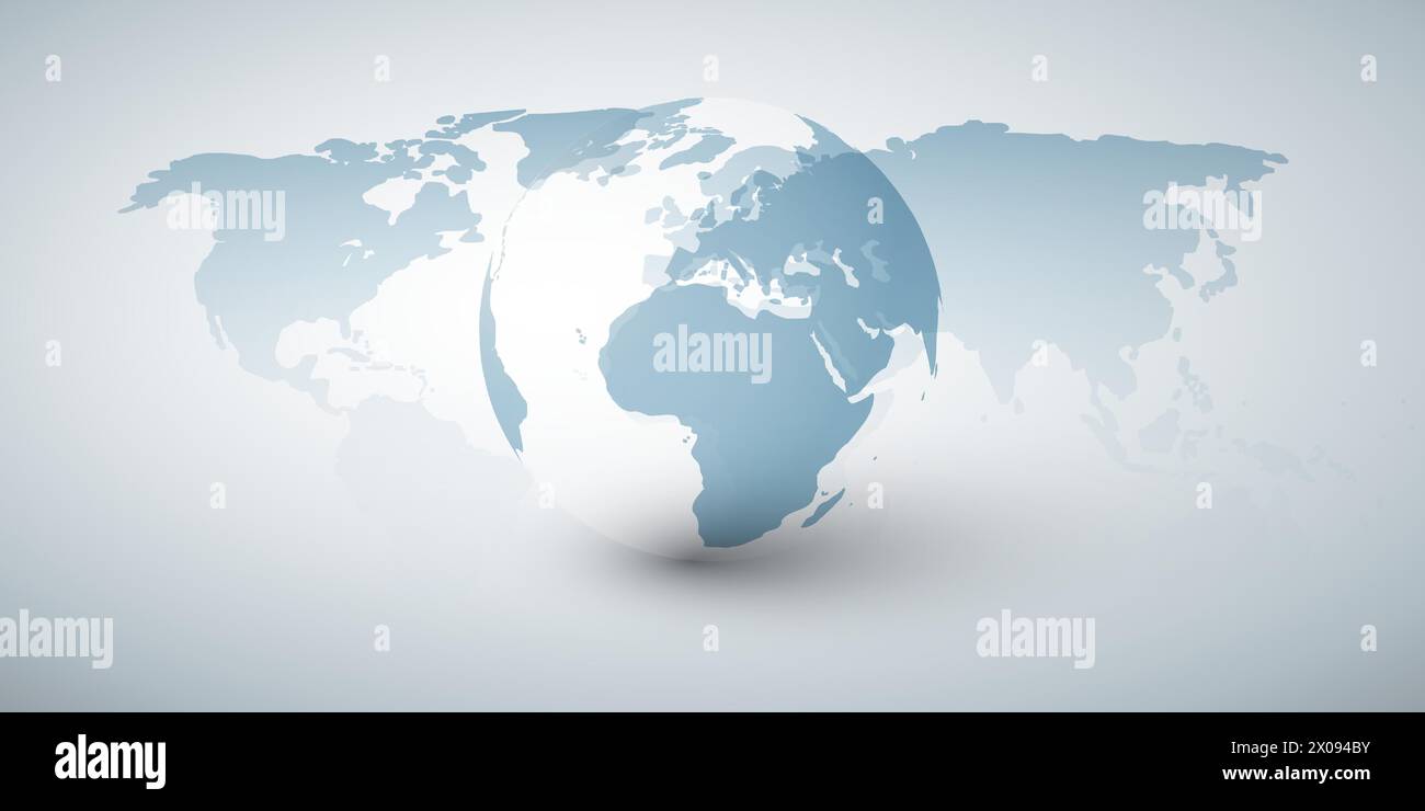 Earth Globe and World Map Design Layout - Global Business, Technology, Globalization Concept ...