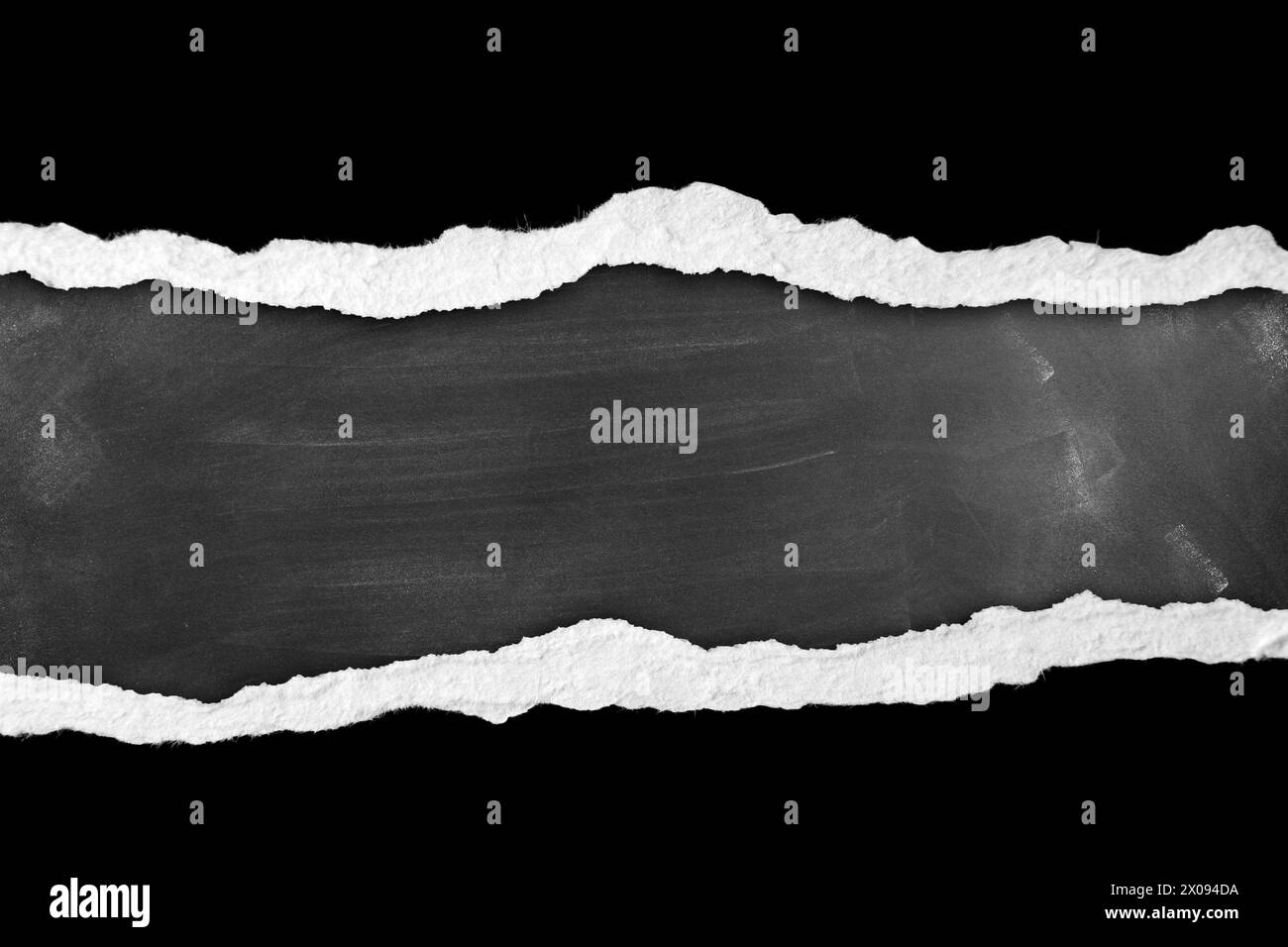 Ripped black paper on chalkboard background Stock Photo - Alamy