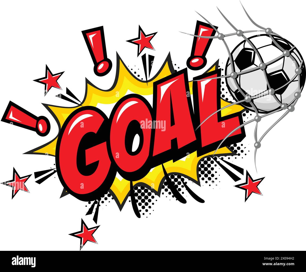Goal football soccer comic icon. Ball and explosion text speech bubble ...