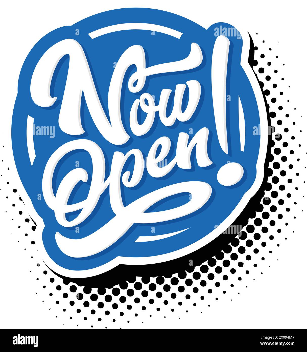 Now open lettering sign. Vector sticker on transparent background Stock ...