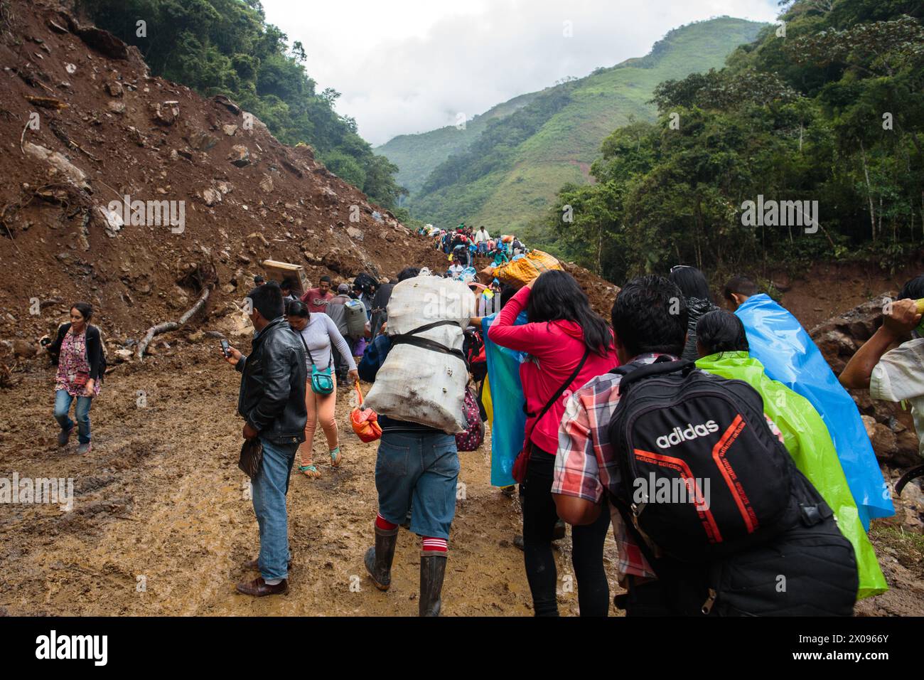 A massive landslide covers the road between Huanuco and Tingo Maria in ...