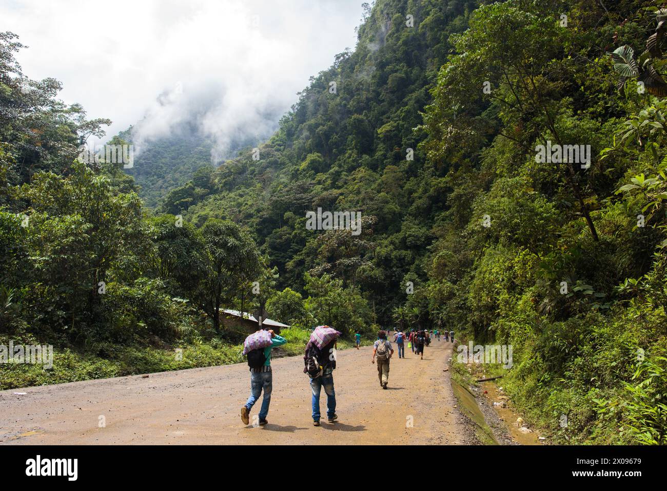 A massive landslide covers the road between Huanuco and Tingo Maria in ...