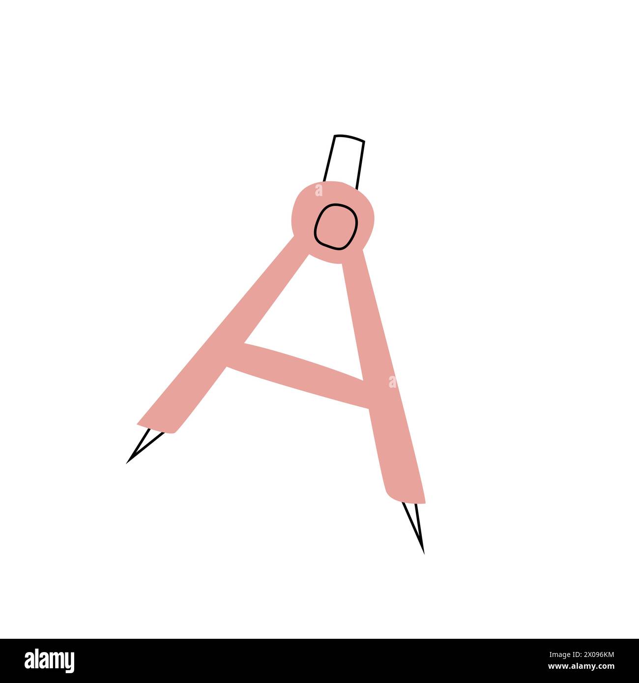 Pencil compass vector illustration in doodle style, pink colors. Vector ...