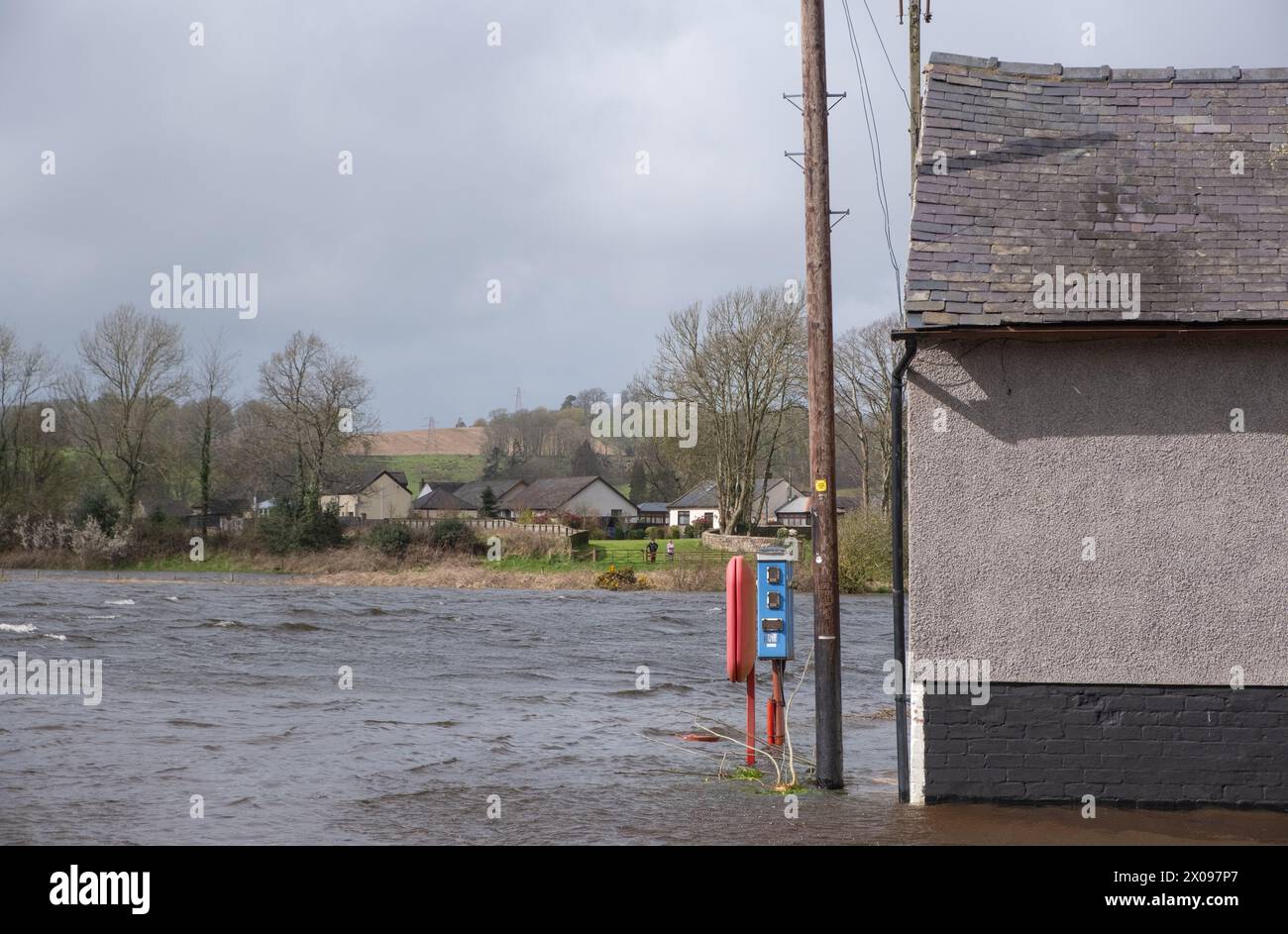 The River Nith caused flooding at Kingholm Quay, Scotland, on 7th April ...