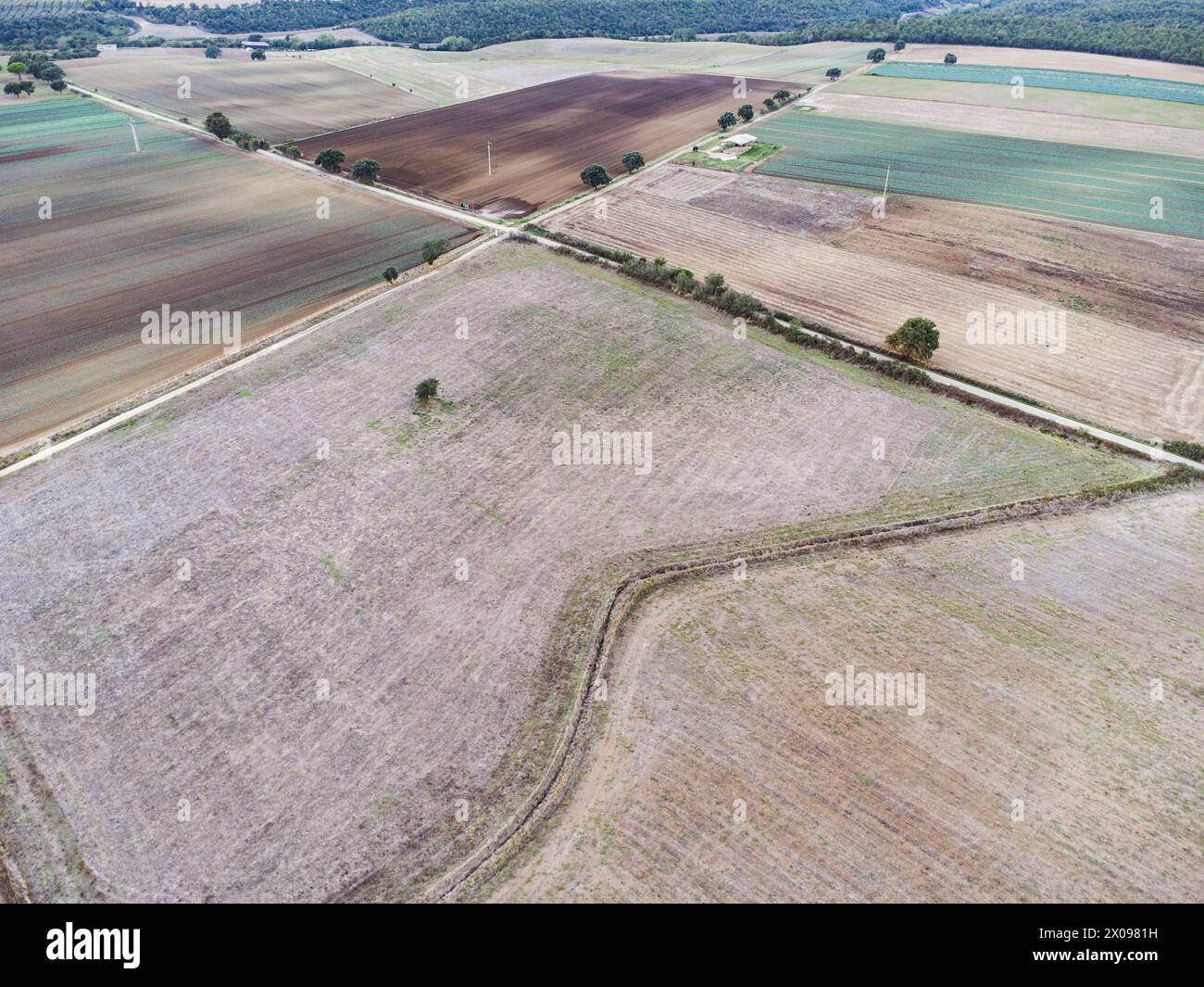 View of a patchwork farmland. The high population density, the ...