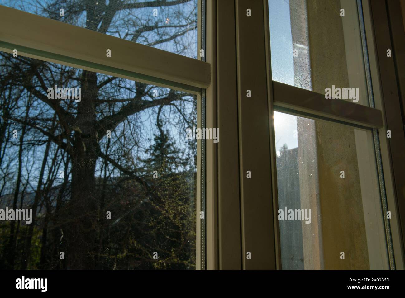double glazed window with light and transparency effects, the solar ...