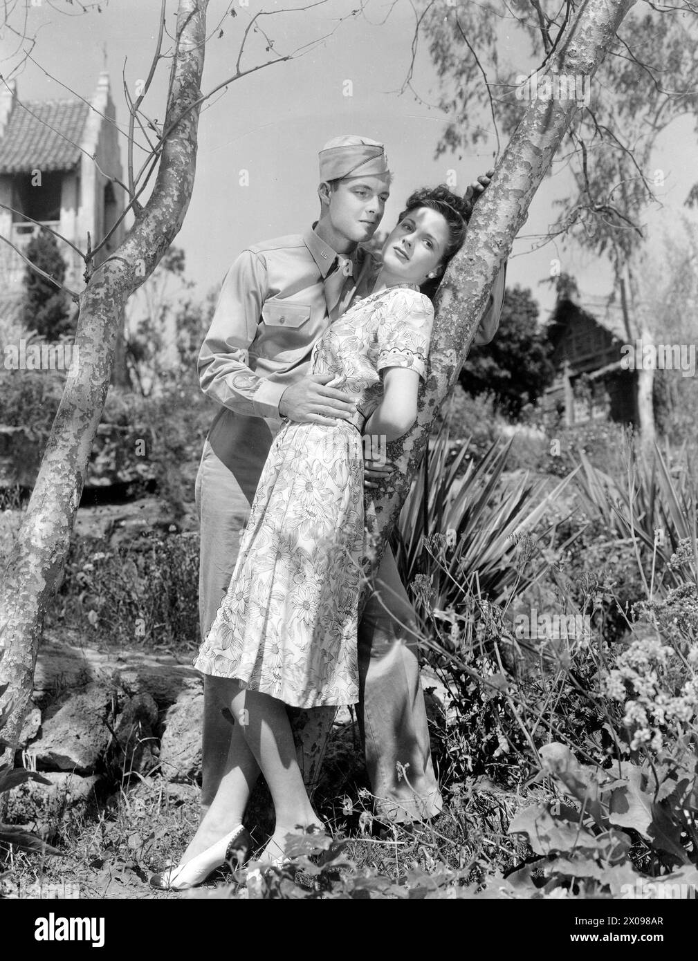 Mark Daniels, Jo-Carroll Dennison, on-set of the film, "Winged Victory", 20th Century-Fox, 1944 ...