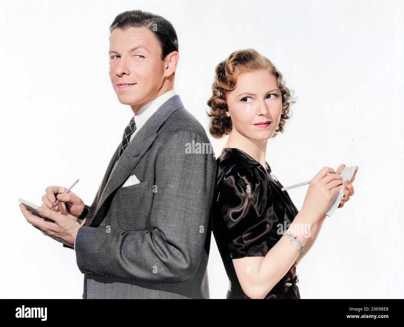 George Murphy, Josephine Hutchinson, on-set of the film, "The Women Men ...
