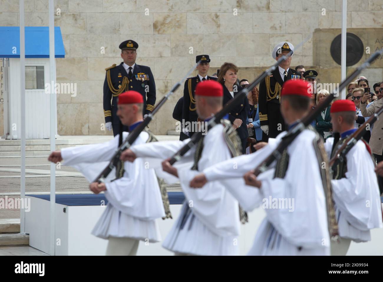 Greek President Katerina Sakellaropoulou is attending the military ...