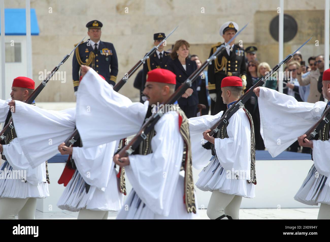 Greek President Katerina Sakellaropoulou is attending the military ...