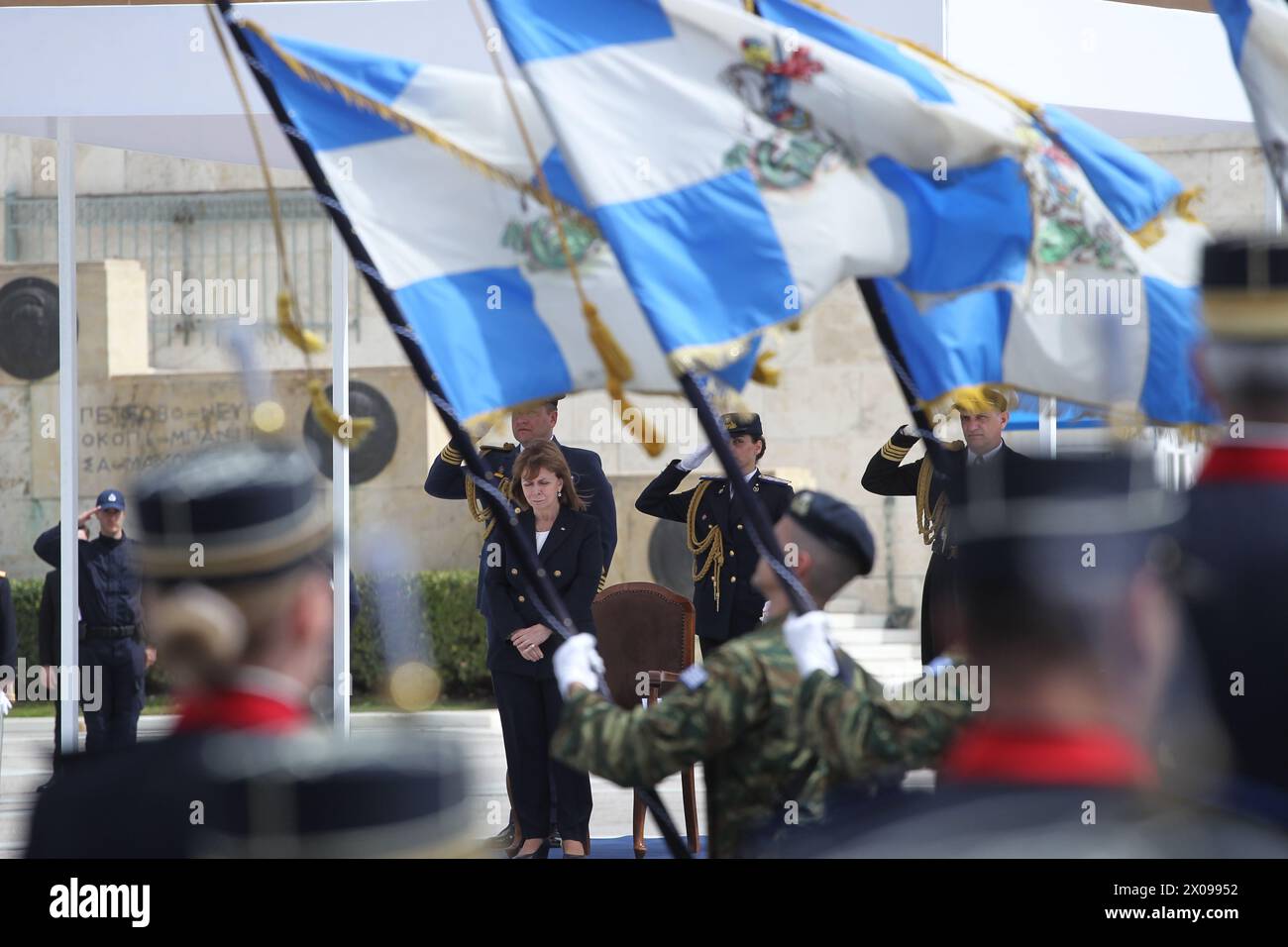 Greek President Katerina Sakellaropoulou is attending the military ...