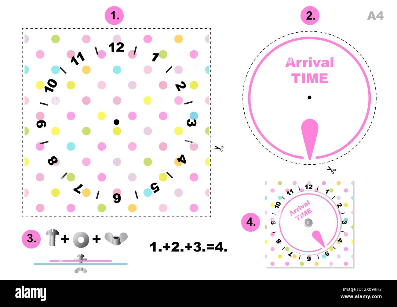 Polka dot pattern parking time - Clock Arrival Time Display, printable ...