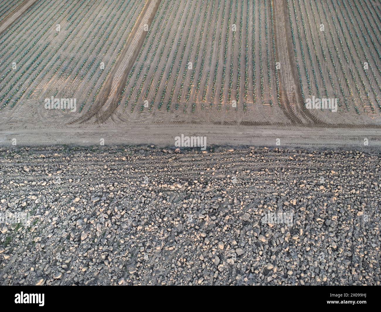 View of a farmlands seen from above. The high density population, the ...
