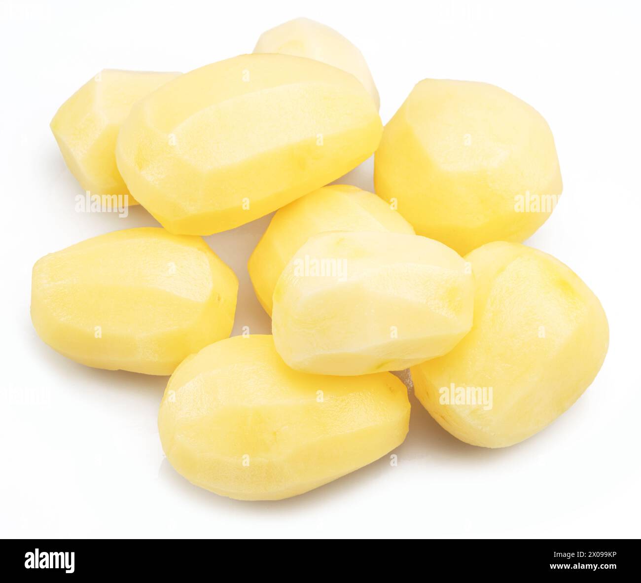 Raw peeled potatoes isolated on white background Stock Photo - Alamy