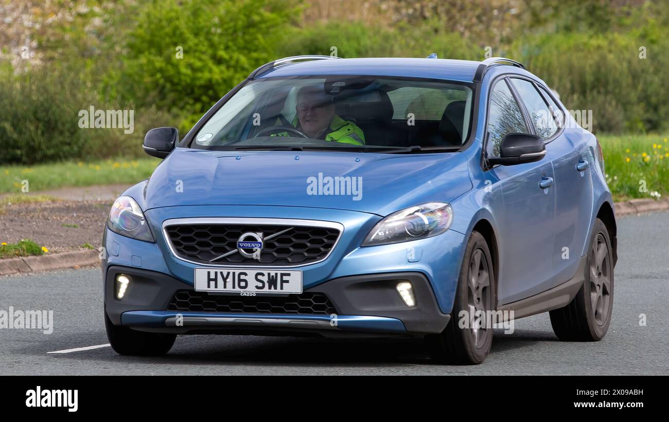 Milton Keynes,UK- Apr 8th 2024: 2016 blue diesel engine Volvo V40 car ...
