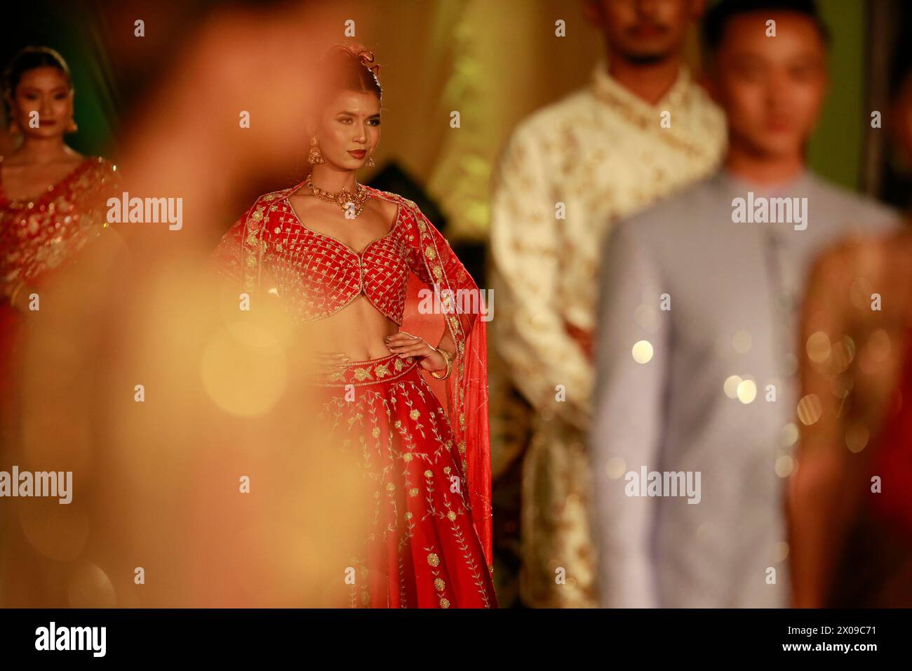 April 10, 2024, Kathmandu, Nepal: Models wearing designer wear catwalk ...