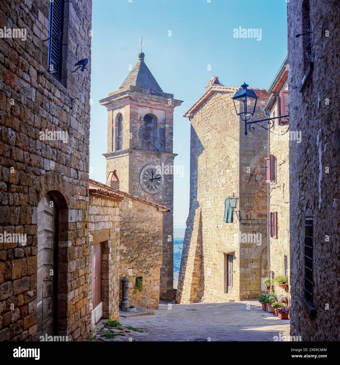 The old narrow streets in the medieval town of Casale Marissimo in ...