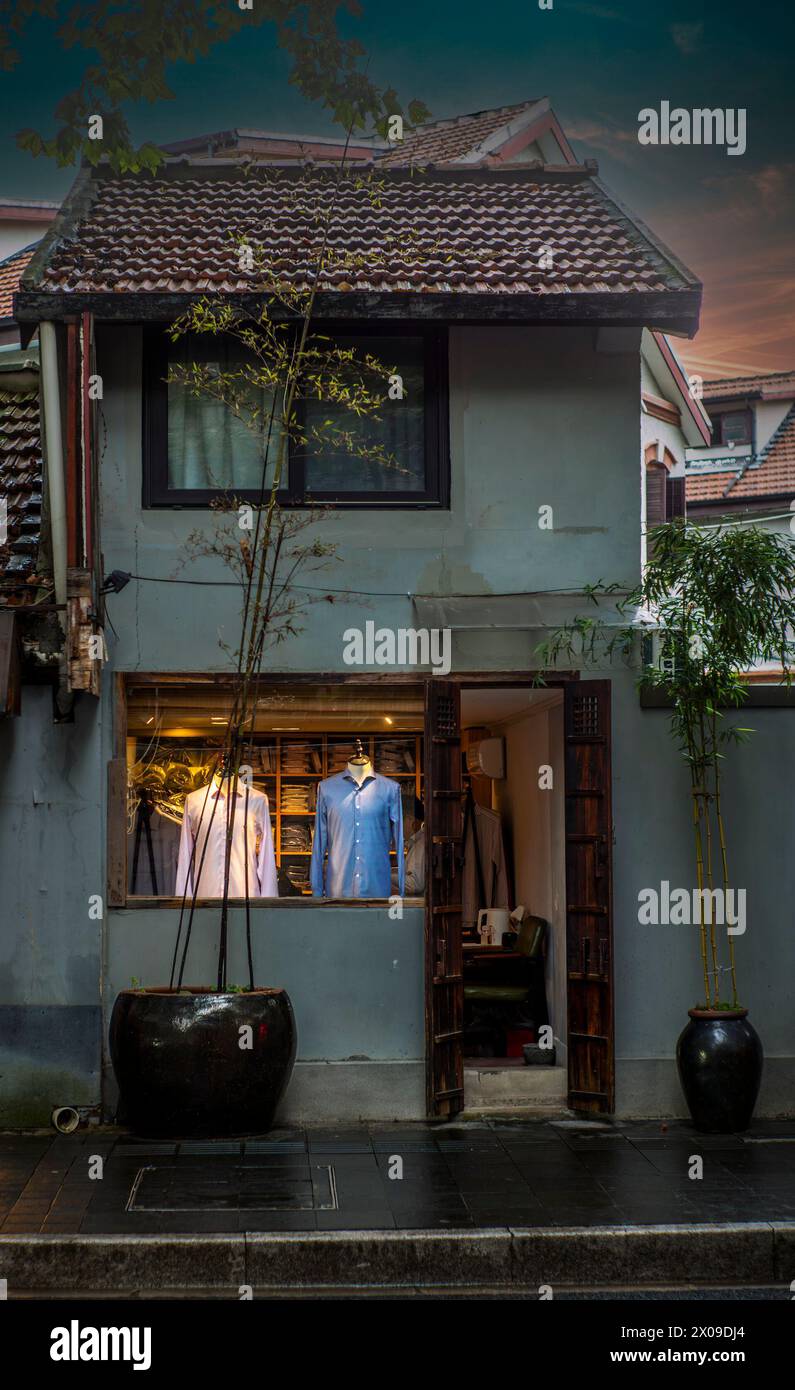 A typical tailor shop in the French Concession in Shanghai, China Stock ...