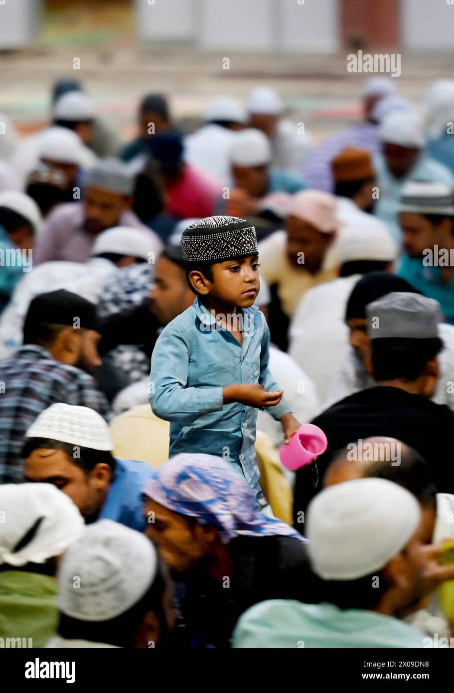 NOIDA, INDIA - APRIL 10: On the last day of Ramadan, Muslims offer ...