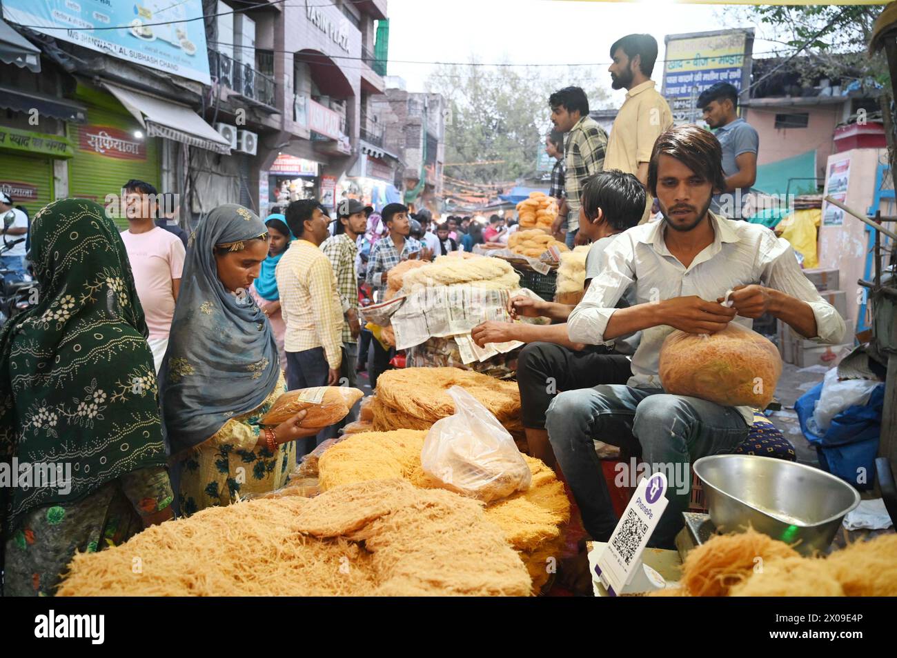 GURUGRAM, INDIA - APRIL 10: People shopping outside Jama Masjid on the ...