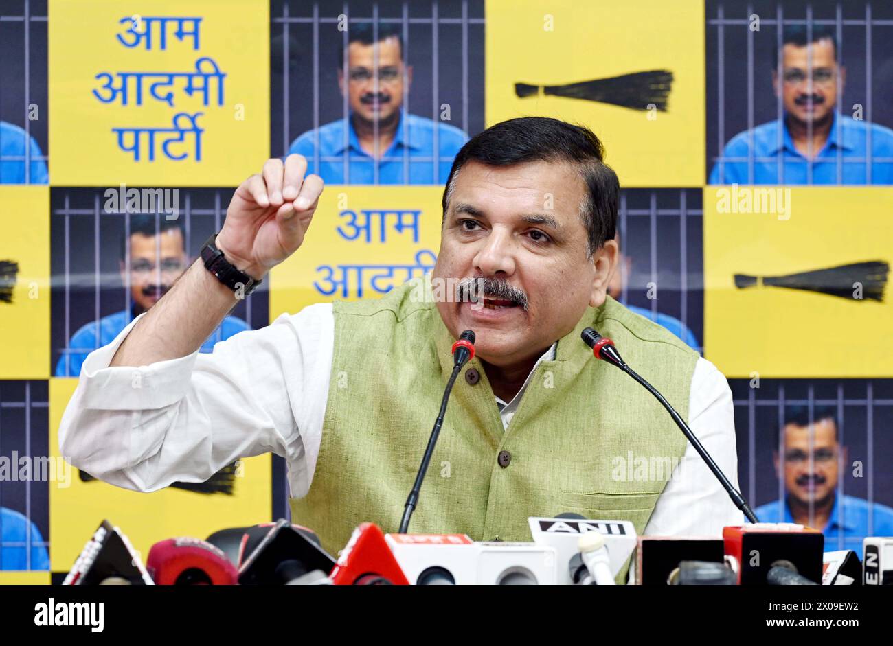 NEW DELHI, INDIA - APRIL 10: AAP MP Sanjay Singh during the press ...