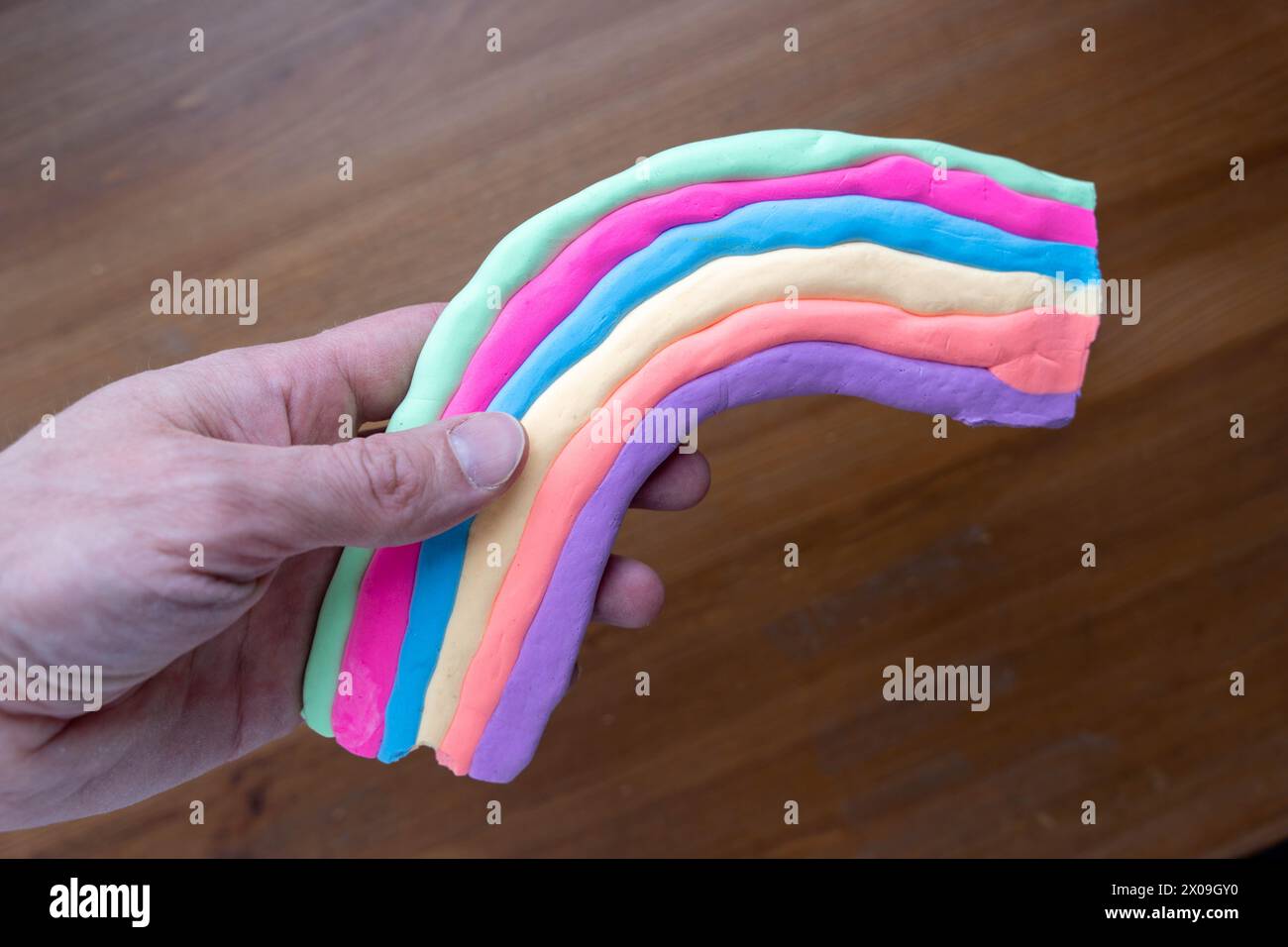 This vibrant image showcases a children's do-it-yourself rainbow ...