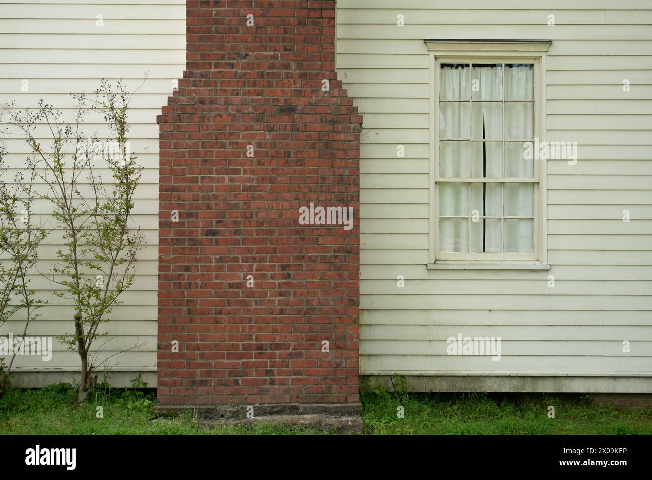 Exterior old brick fireplace chimney Stock Photo - Alamy