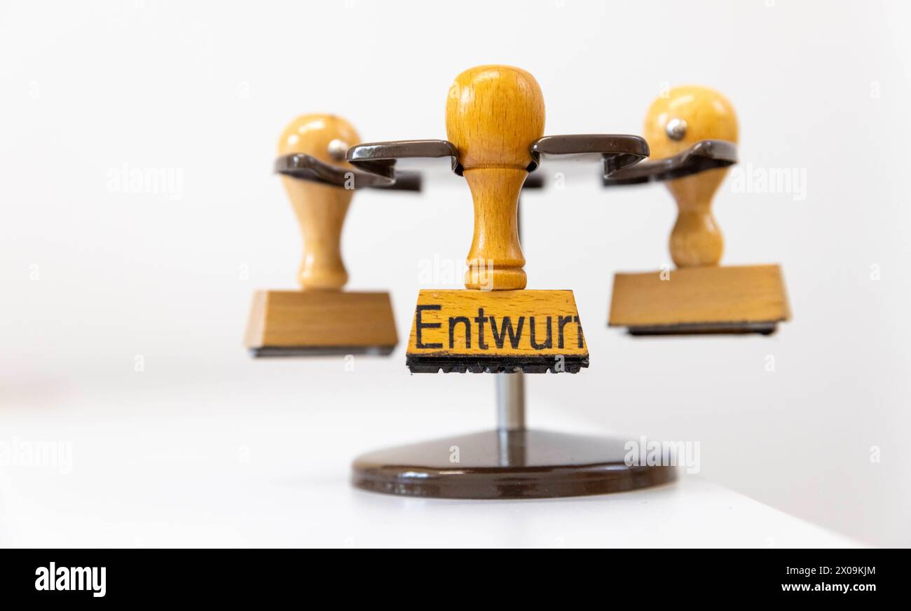 10.04.2024, Deutschland, auf dem Foto ein Stempel mit der Aufschrift ...