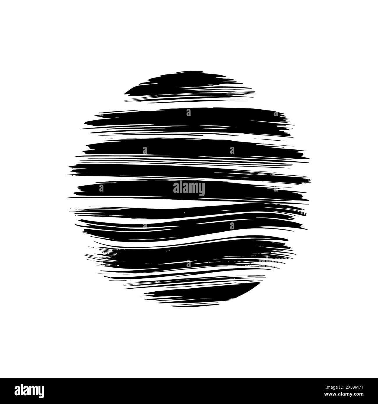 Abstract vector sun illustration with paint brush strokes and messy ...