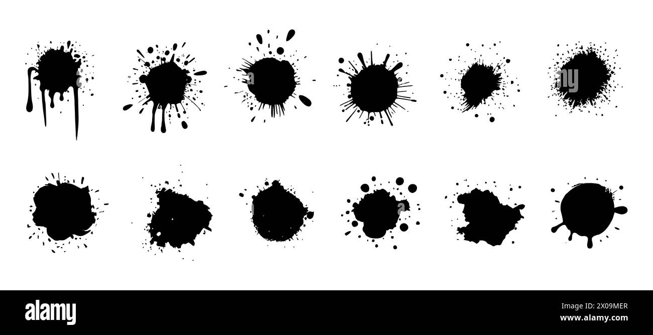 Set of Black blots. Grunge Design Elements. Brush Strokes. Vector ...