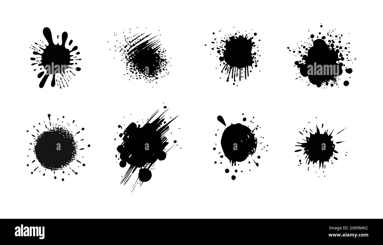 Set of Black blots. Grunge Design Elements. Brush Strokes. Vector ...