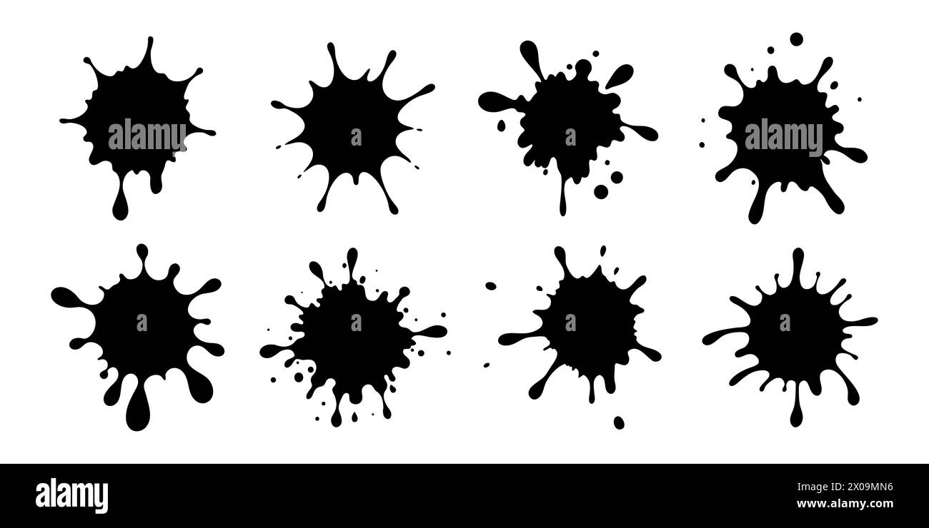 Set of Black blots. Grunge Design Elements. Brush Strokes. Vector ...