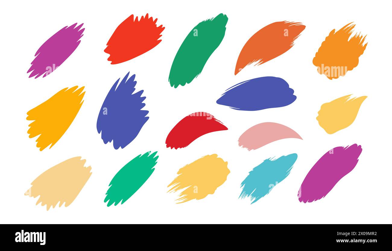 Paint splatter colorful set. Round splash flat collection, decorative ...