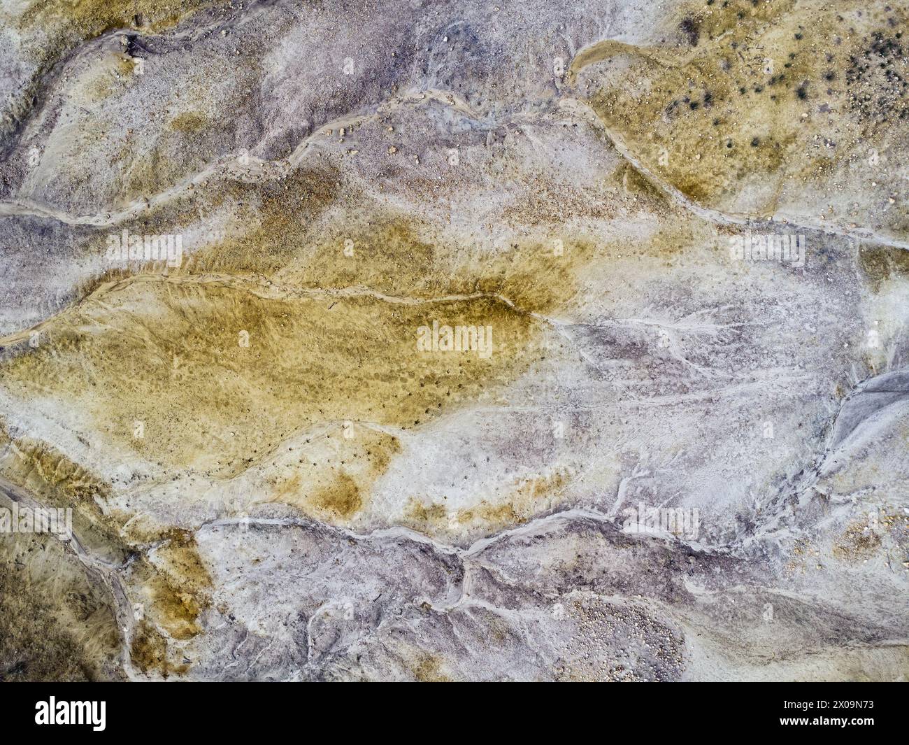 Sulphurous spring running dry. Now concretions formed where the mineral ...