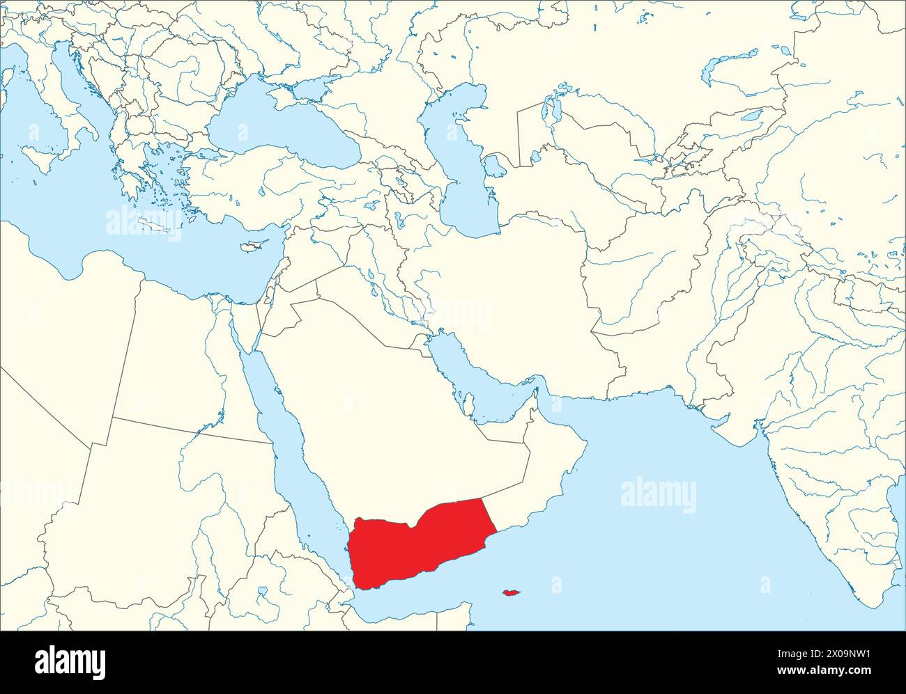 Red map of YEMEN inside white map of the Middle East Stock Vector Image ...