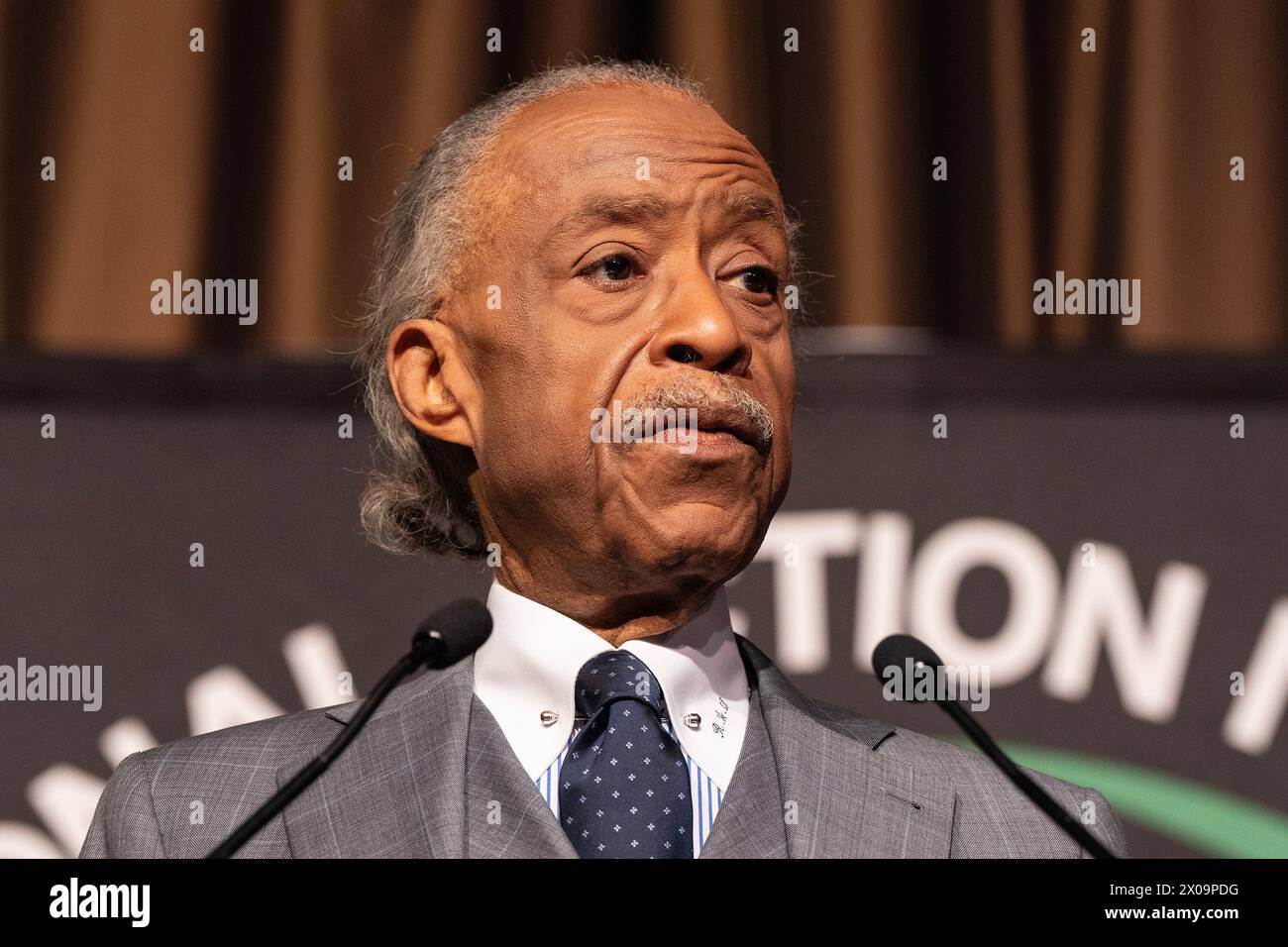 New York, USA. 08th Apr, 2024. Al Sharpton speaks during 1st day of ...
