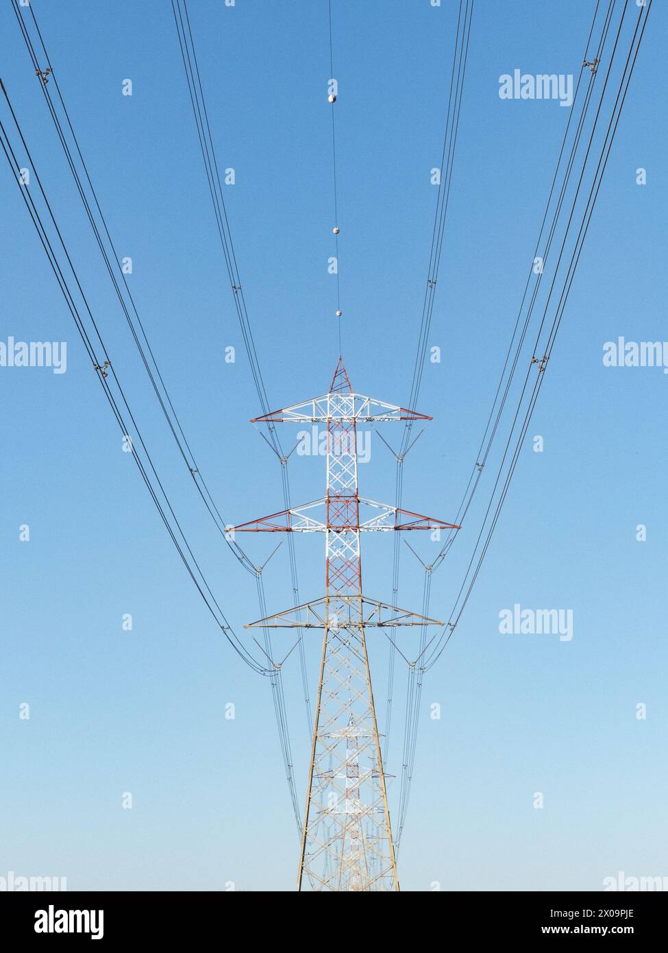 Steel pylons used to support power lines and overhead cables of high ...