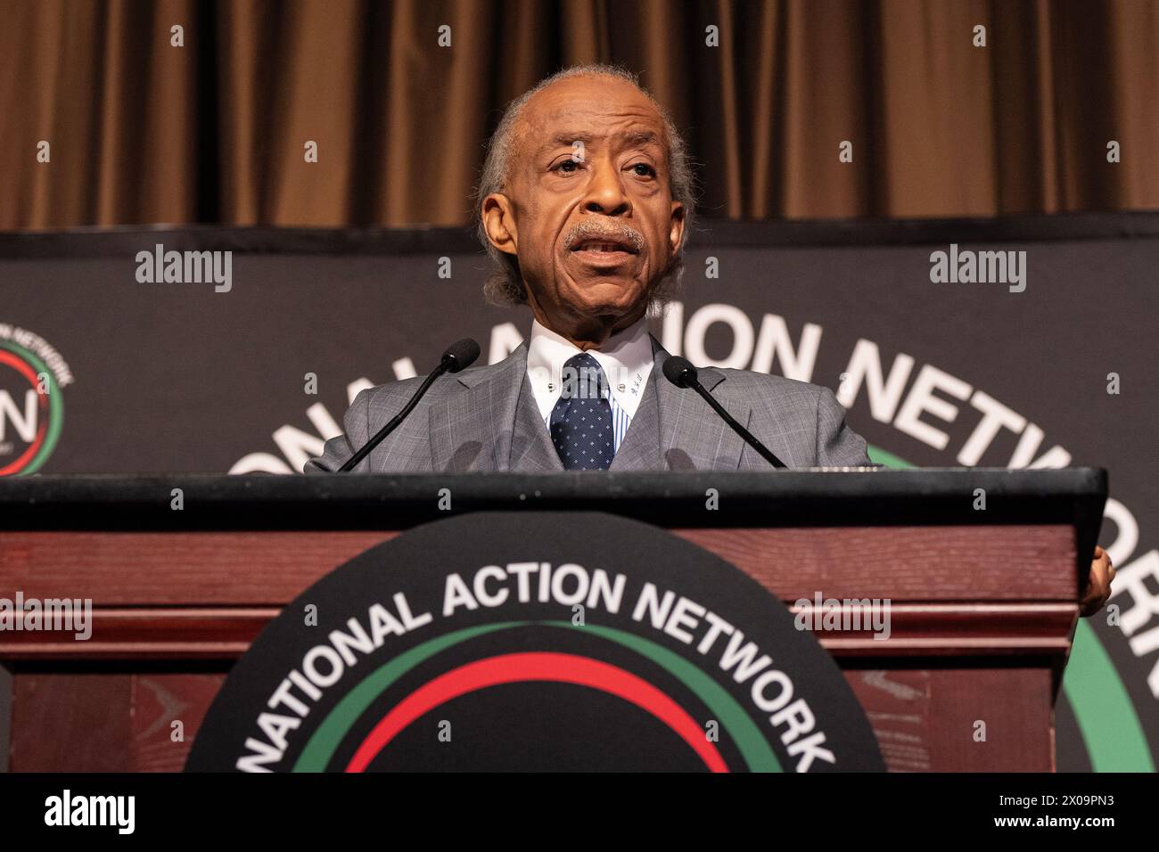 New York, USA. 08th Apr, 2024. Al Sharpton speaks during 1st day of ...