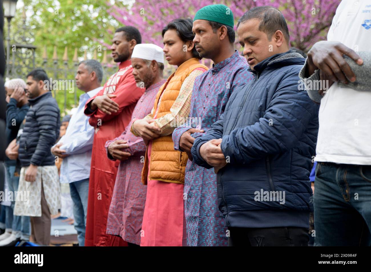 Rome, Italy. 10th Apr, 2024. Muslim men pray on Eid al-Fitr to ...