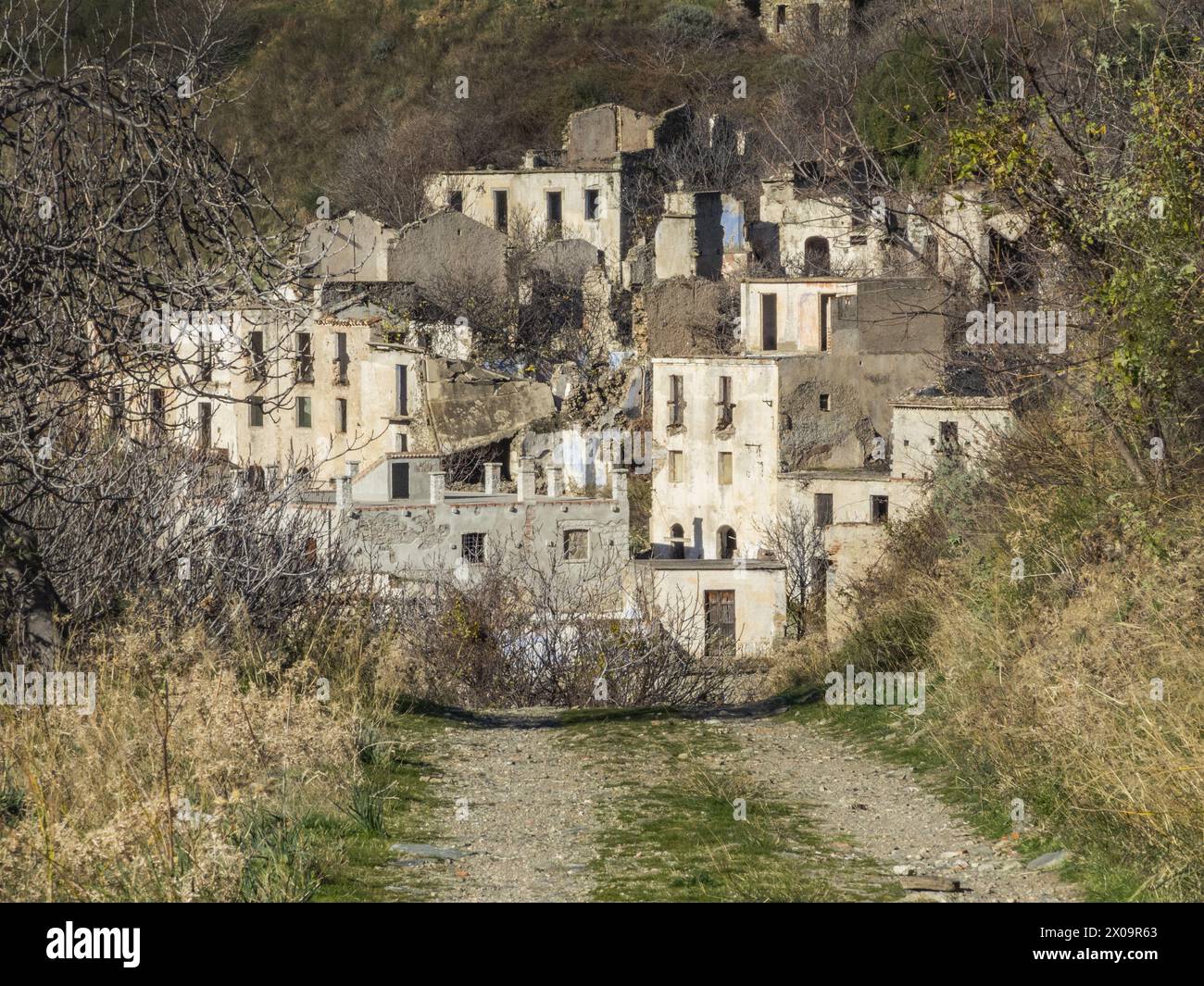 The ruins of the buildings of Gairo Vecchio, a historic village now ...