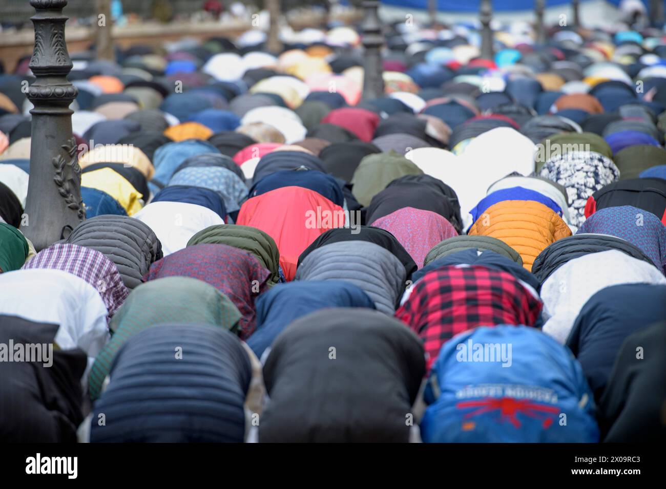 Rome, Italy. 10th Apr, 2024. Muslim men pray on Eid al-Fitr to ...