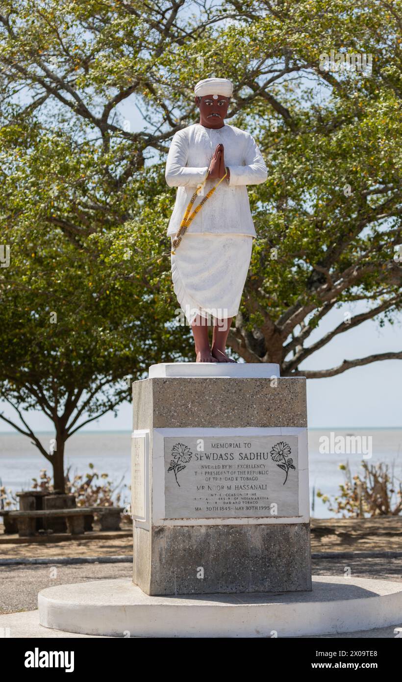 Statue in memory of Sewdass Sadhu, a suigar worker and the son of ...