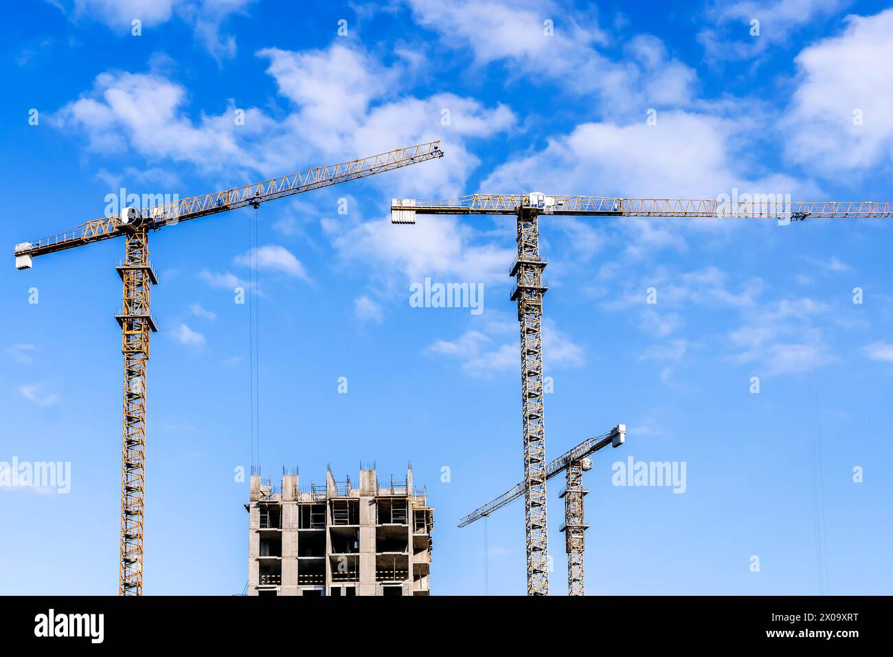 Construction industry building. Construction industry site with cranes ...