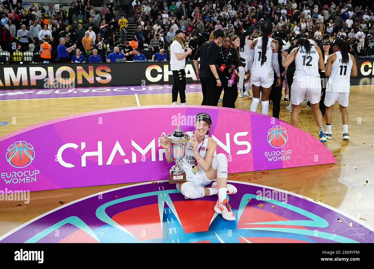 London Lions' Ivana Katanic with the trophy after victory in the ...