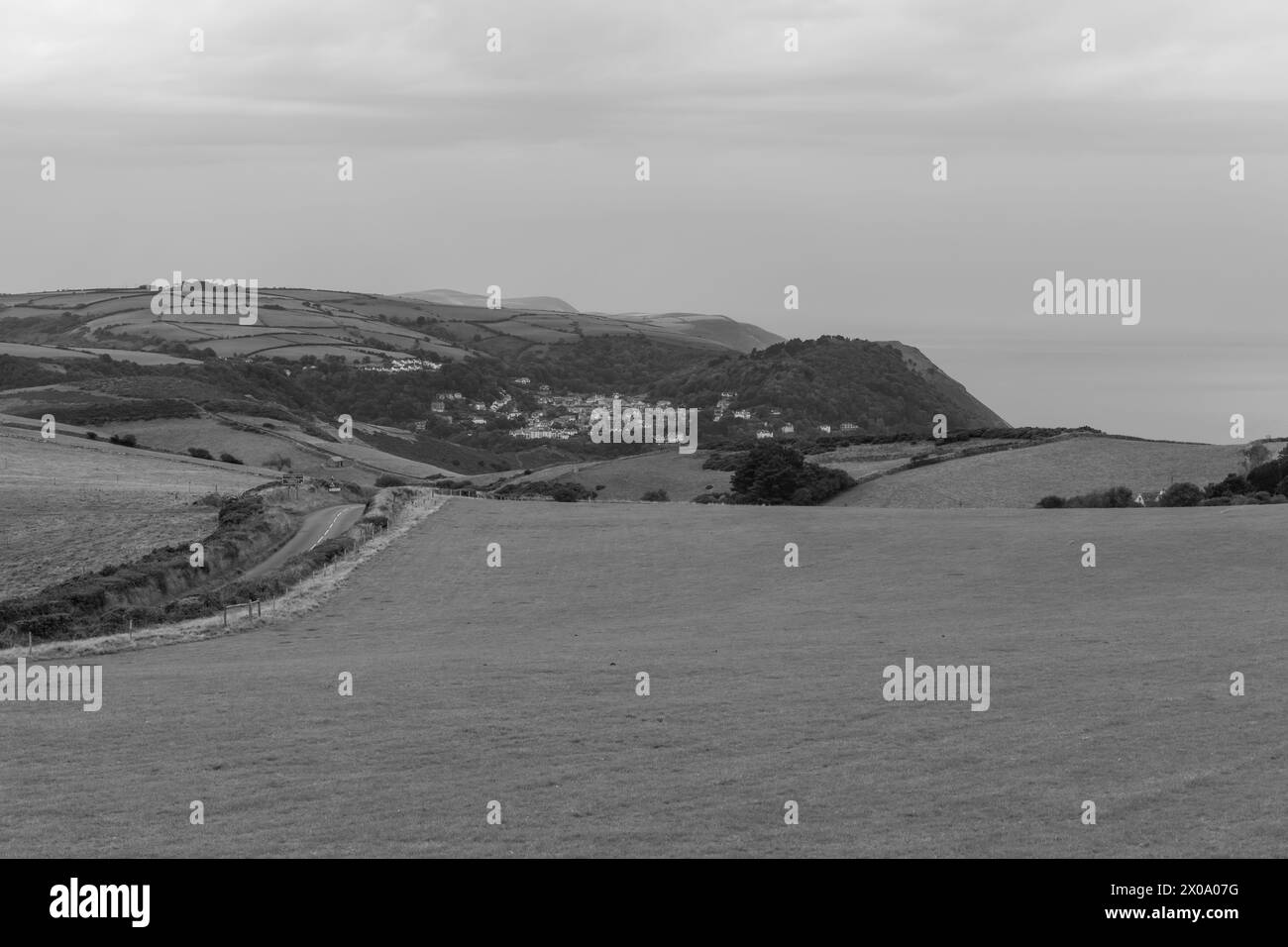 View from Countisbury Hill of Lynton and Lynmouth in Devon Stock Photo ...