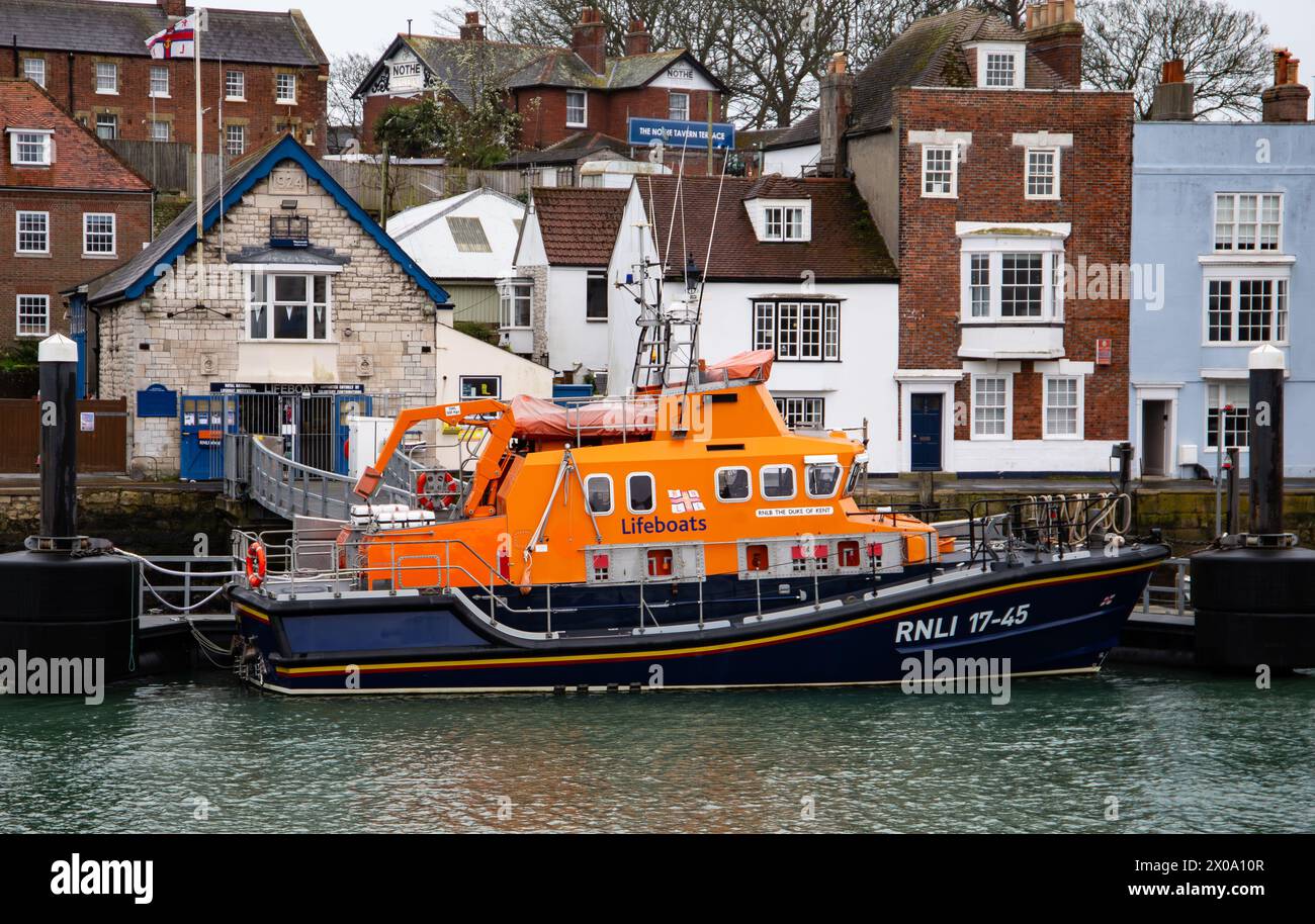 RNLI 17-45 Severn class lifeboat The Duke of Kent at Weymouth lifeboat ...