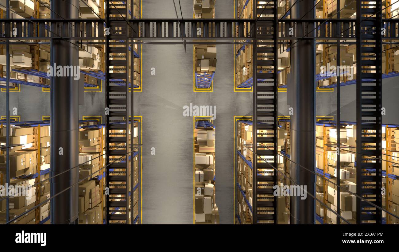 Merchandise packages with courier stamps and receipts in warehouse ...