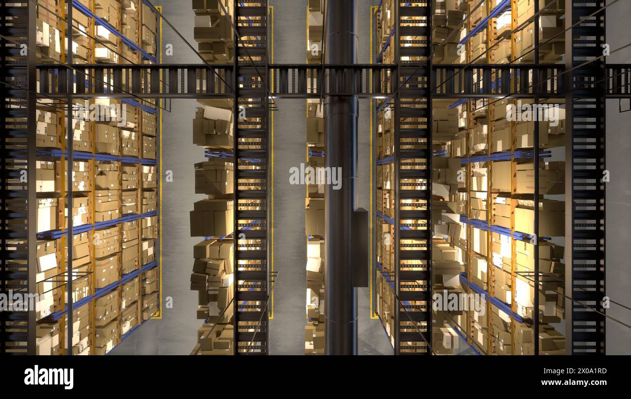 Supply chain products with shipment invoice labels on packages, items ...