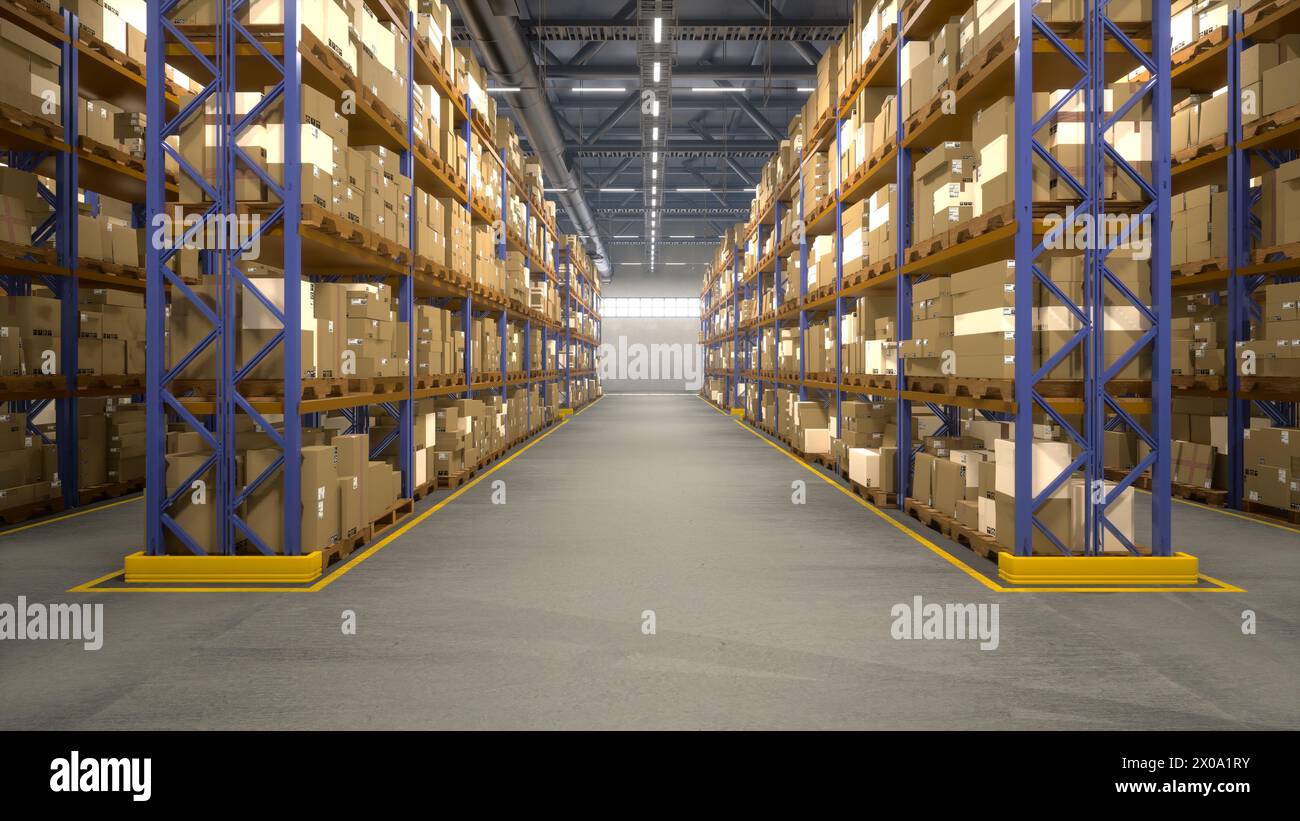 Processing storehouse stocks boxes with order receipts and details ...