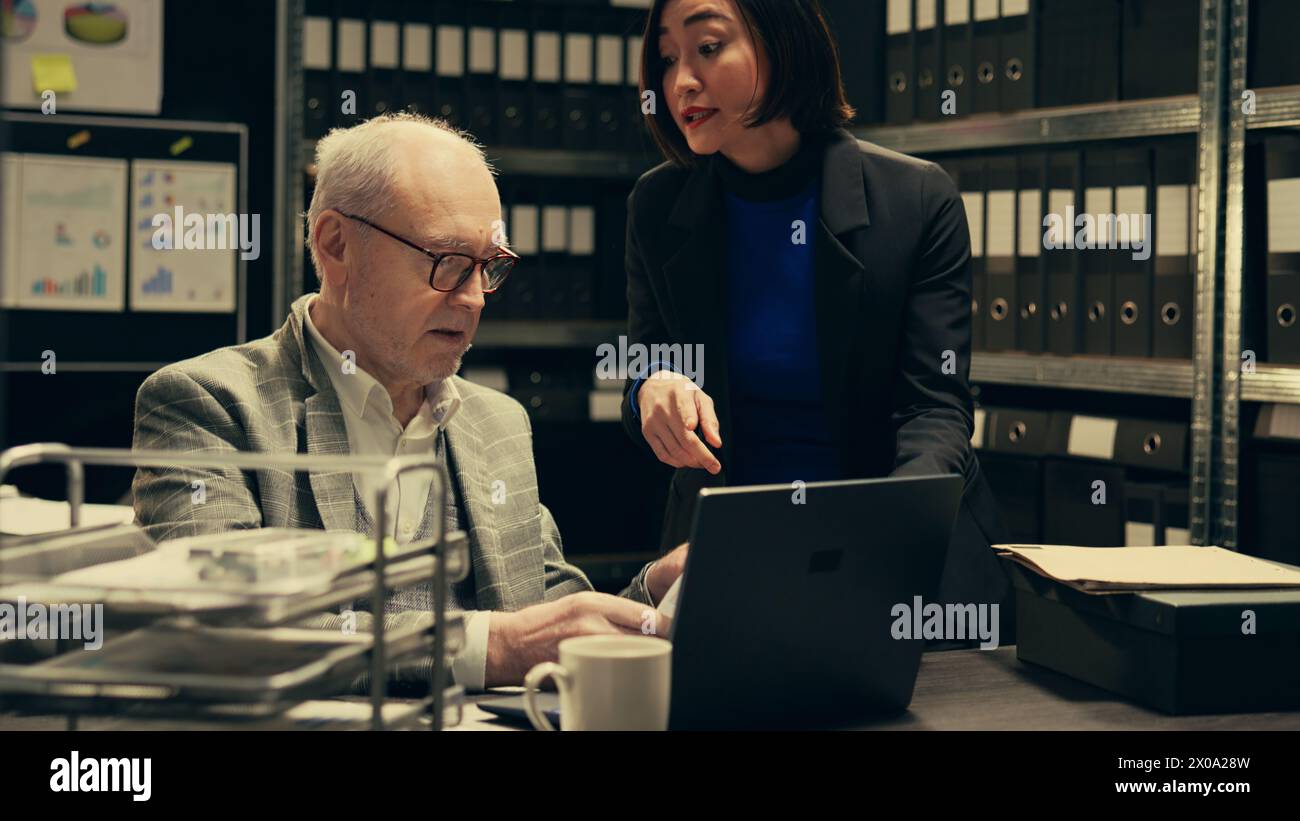 Forensic team examining classified documents and medical records ...